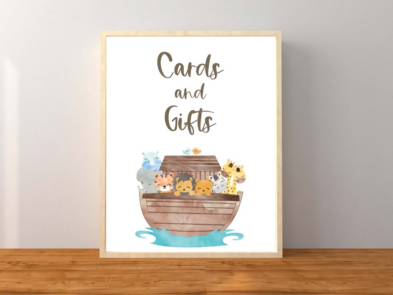 Noah's Ark Cards and Gifts Sign, Noahs Ark Baby Shower, Cards and Gifts ...