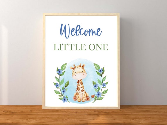 Welcome Little One Sign Giraffe Welcome Baby Sign Boy - Etsy