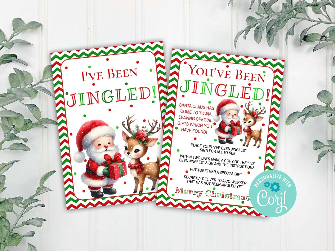 Editable Christmas Coworker You've Been Jingled Sign and Instructions ...
