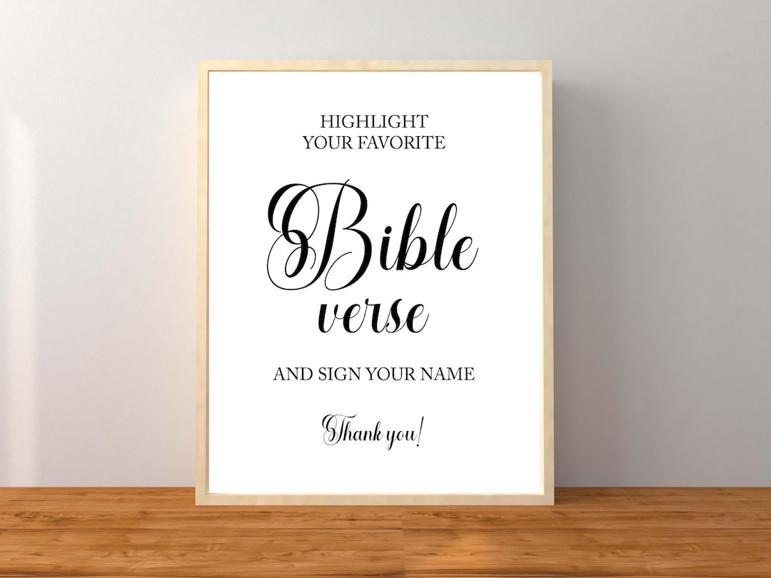 Bible Guest Book Sign, Please Highlight Your Favorite Bible Verse and ...