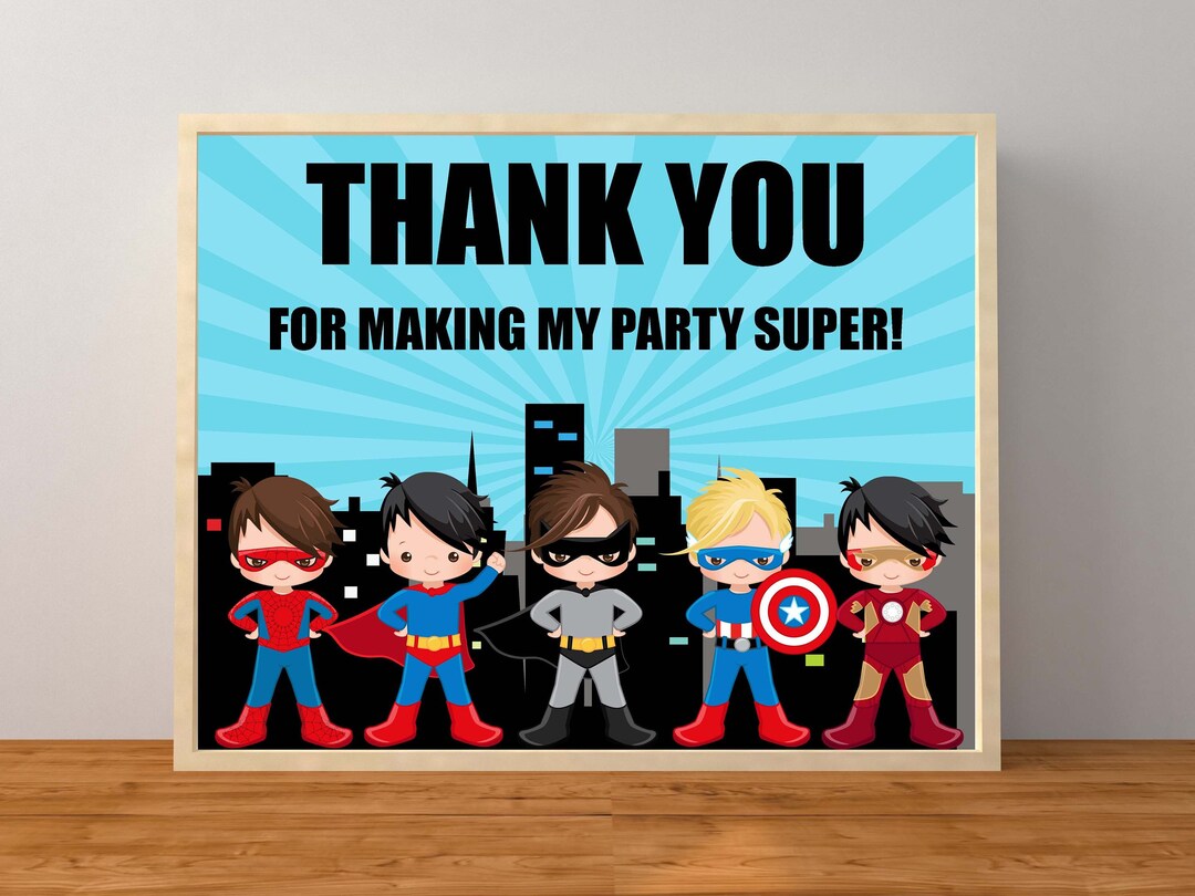 Superhero Party, Superhero Party Sign, Favor Sign, Superhero Birthday ...
