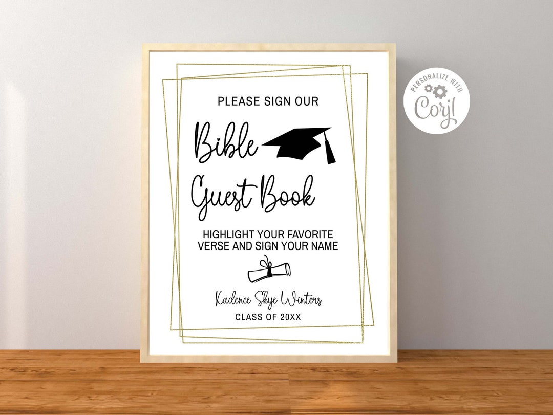 Custom Graduation Bible Guest Book Sign, Personalized Graduation ...