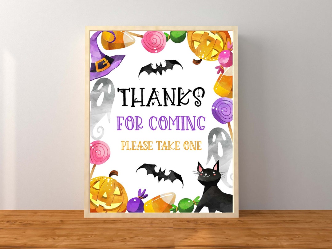 Halloween Thank You Sign, Halloween Birthday Party Decorations ...