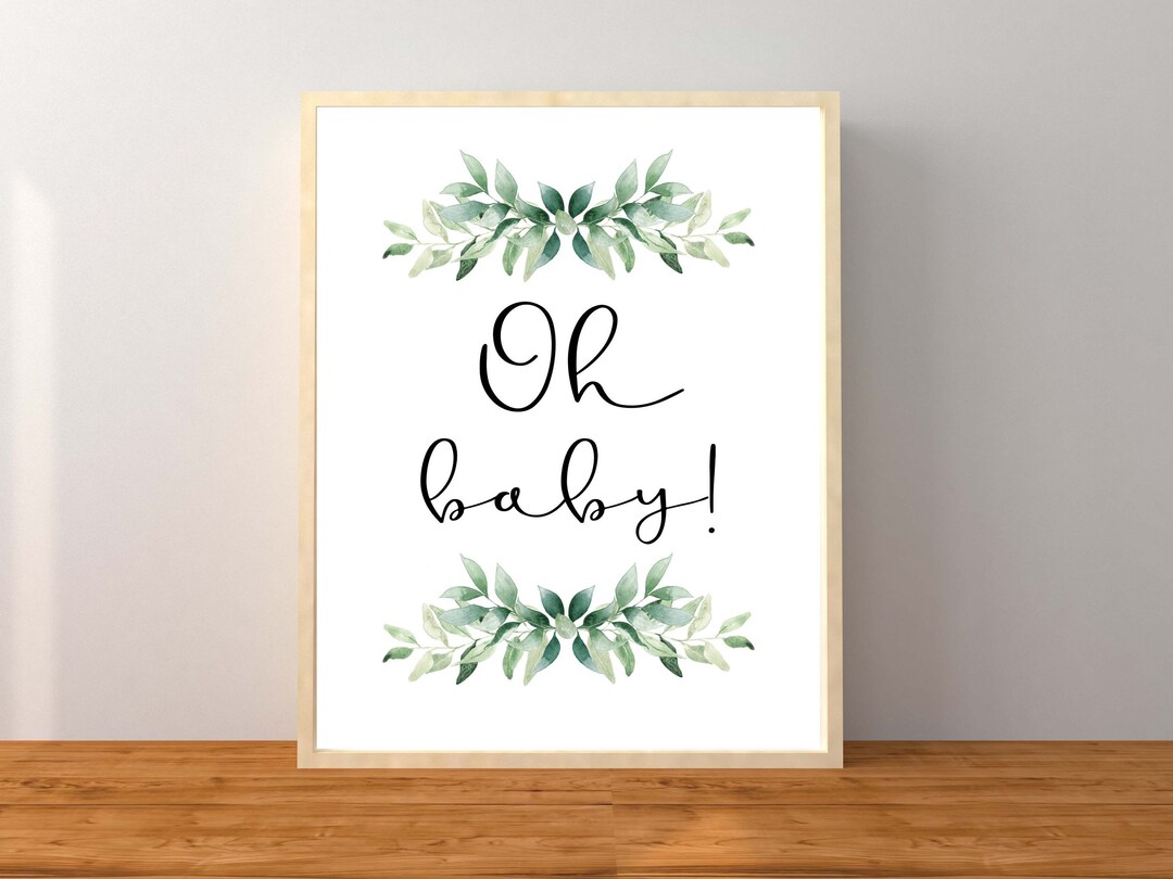 Oh Baby Sign, Welcome Baby Sign, Greenery Baby Shower, Gender Neutral ...
