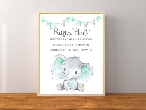 Elephant Pacifier Hunt Game Pacifier Hunt Sign Mint Green - Etsy