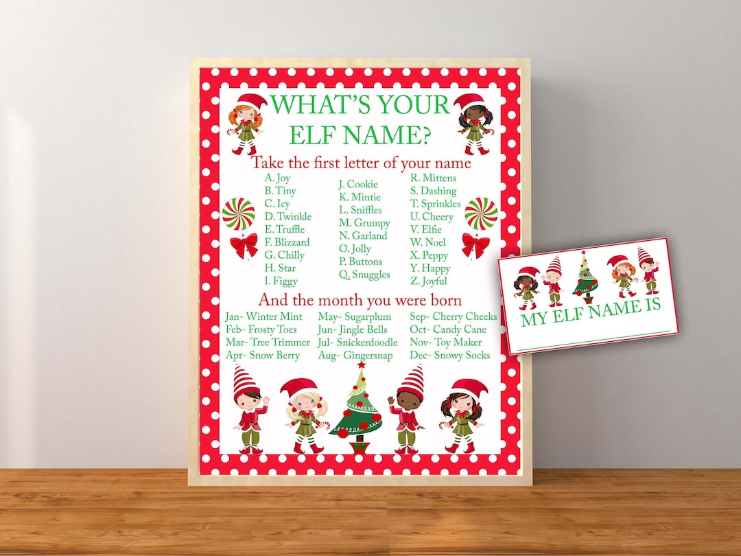 Elf Name Game, Christmas Party, What's Your Name Game, Christmas ...