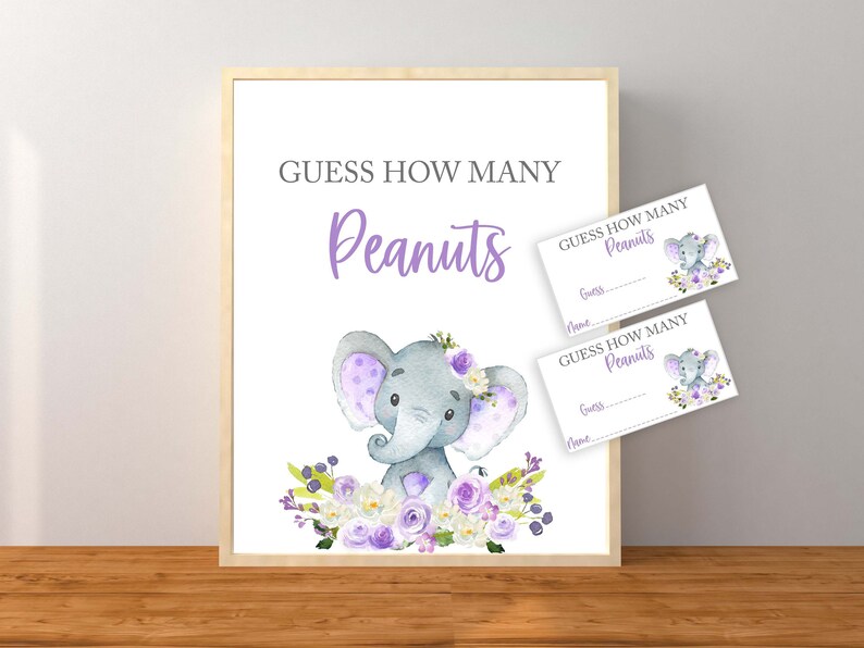 Guess How Many Peanuts Peanuts Baby Shower Game Elephant - Etsy