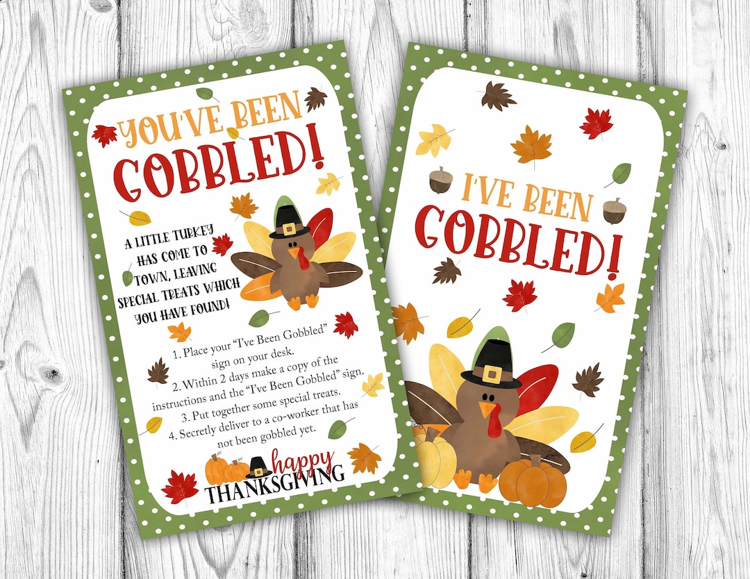 I've Been Gobbled Coworker Game, You've Been Gobbled Game, Thanksgiving ...