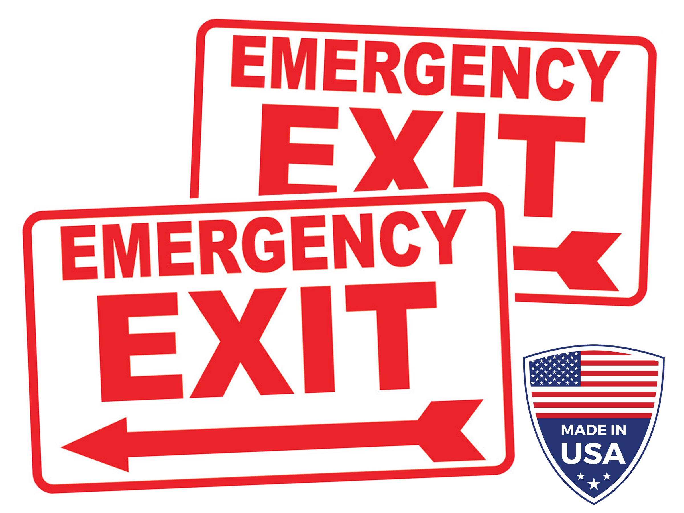 2 X Emergency Exit Indicator Sticker - Office Safety Notice - Emergency ...