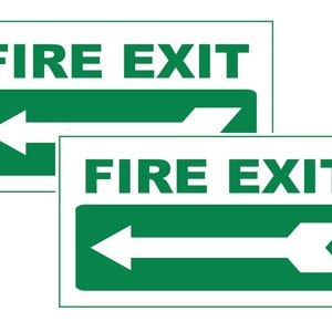 2 X Fire Exit Indicator Sticker - Office Safety Notice - Emergency Sign ...