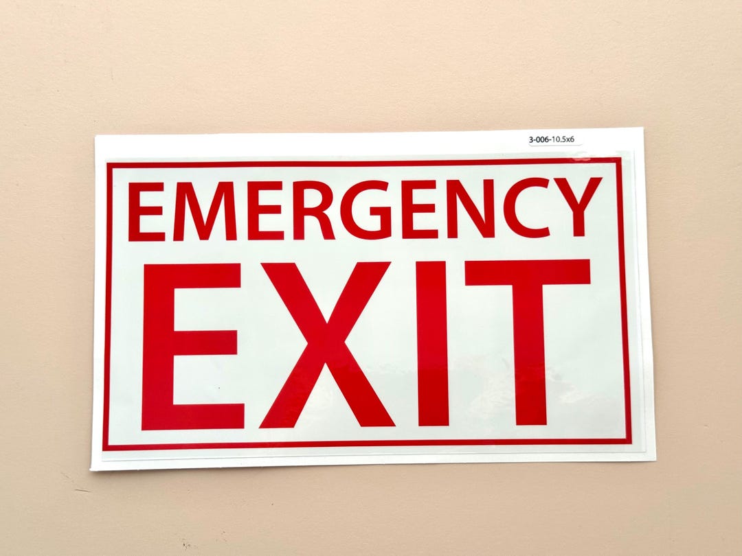 Red Emergency Exit Indicator Sticker Office Safety Notice Exit Sign ...