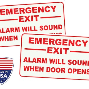 2 X Red Emergency Exit Alarm Indicator Sticker - Office Safety Notice ...