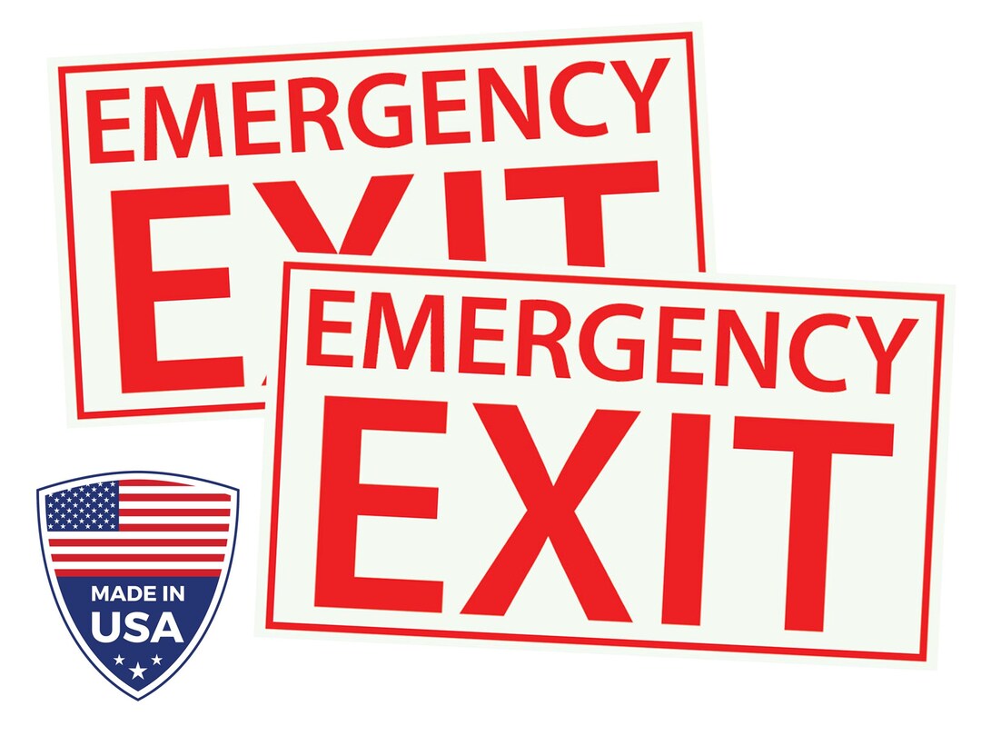 2 X Red Emergency Exit Indicator Sticker - Office Safety Notice - Exit ...