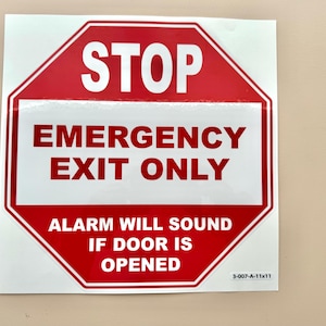 Emergency Exit Only Sticker - Office Safety Notice - Emergency Sign ...