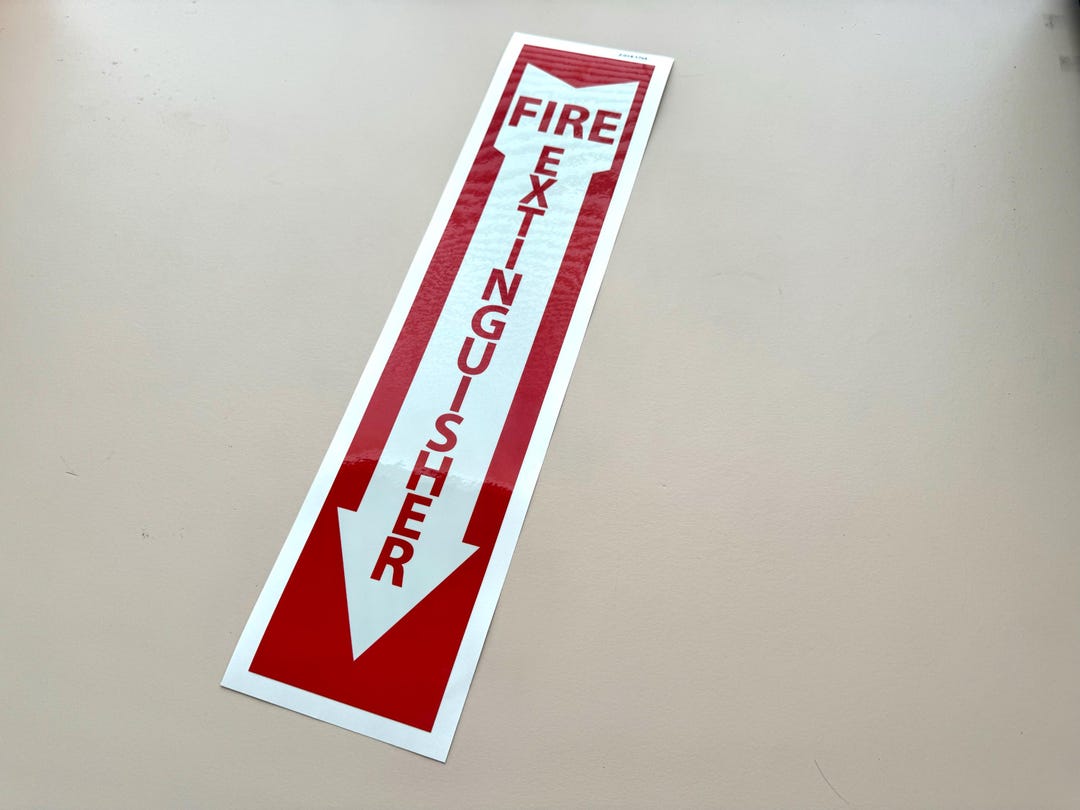 Fire Extinguisher Sticker - Office Safety Notice - Emergency Sign Decal ...