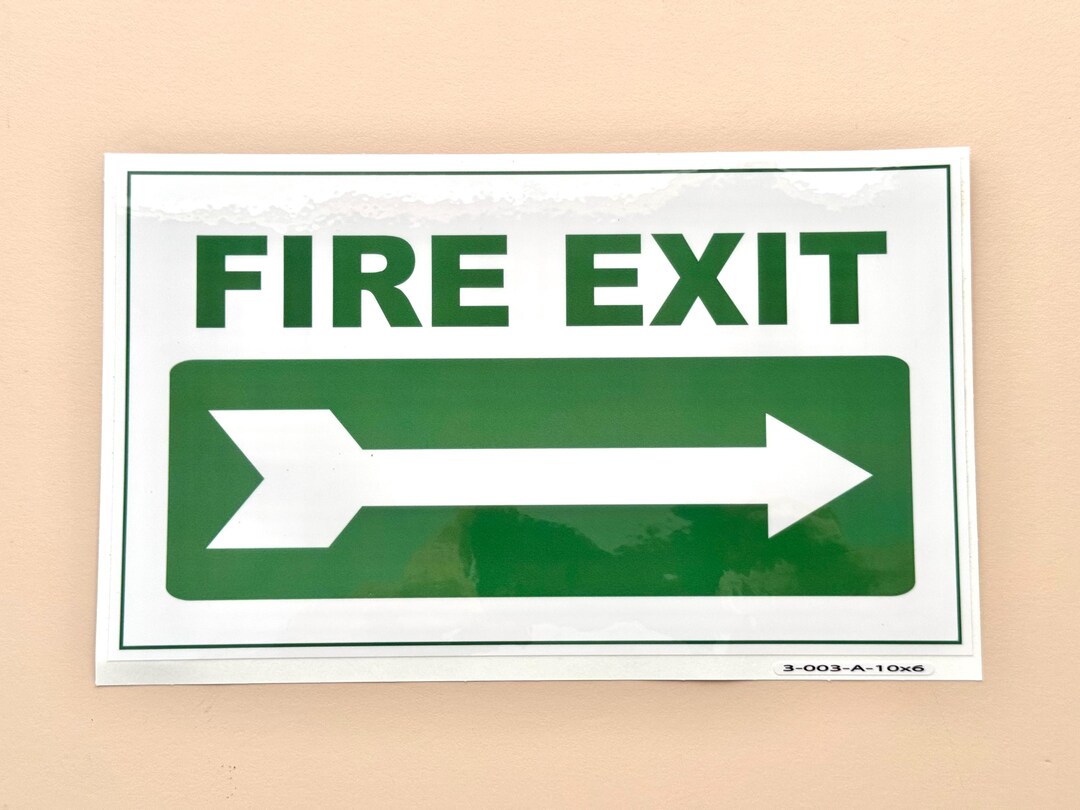 Fire Exit Indicator Sticker Office Safety Notice Emergency Sign Decal ...