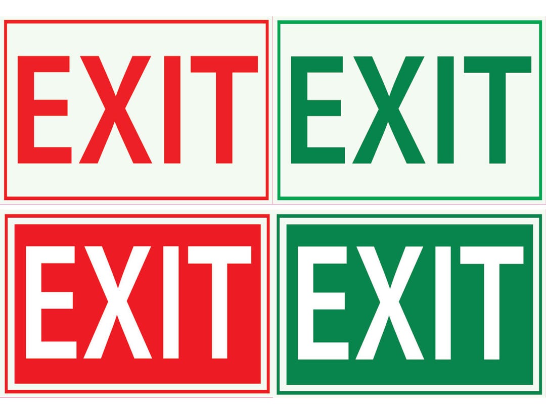 Red Exit Indicator Sticker - Office Safety Notice - Exit Sign Door ...
