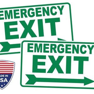 2 X Emergency Exit Indicator Sticker - Office Safety Notice - Emergency ...