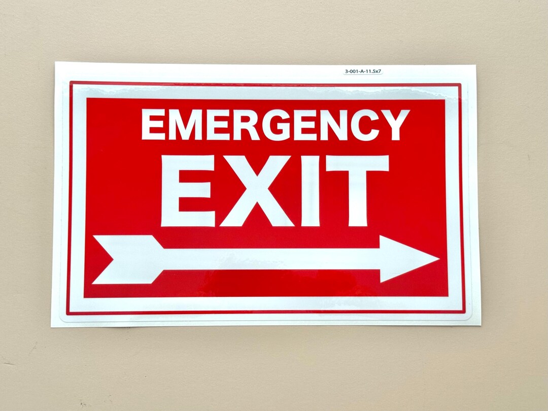 Emergency Exit Indicator Sticker Office Safety Notice Emergency Exit ...