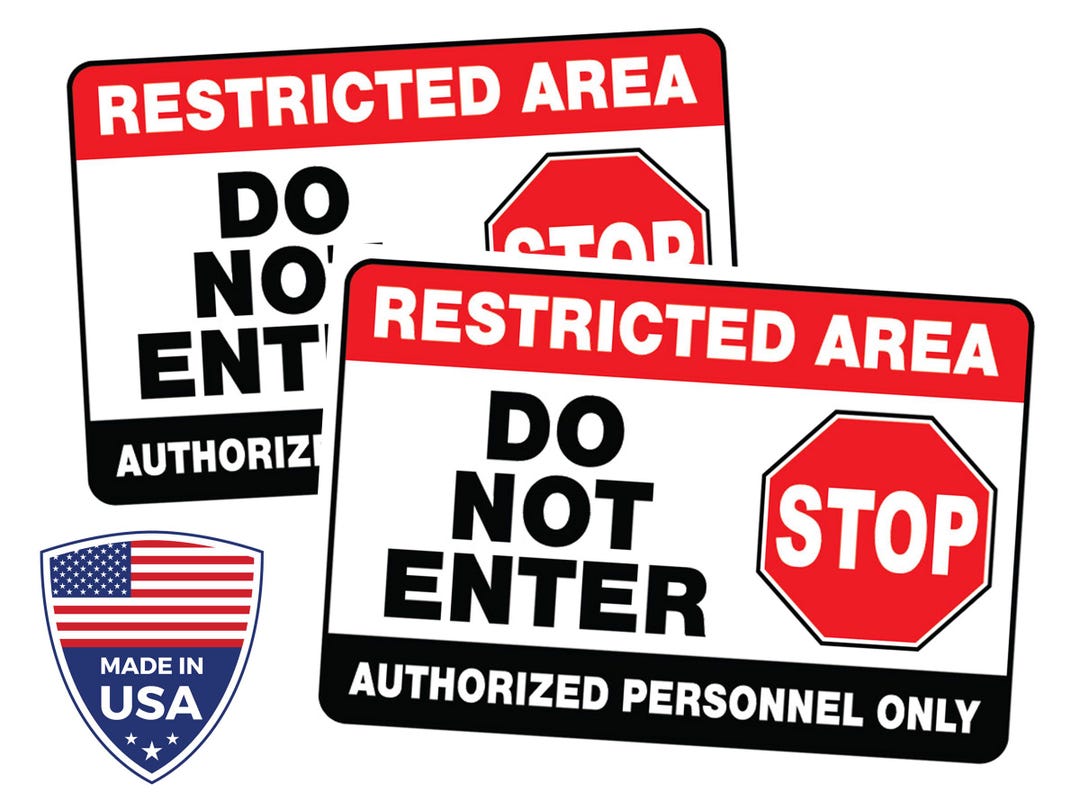 2 X Restricted Area Do Not Enter Self Adhesive Sticker, Office Sign ...