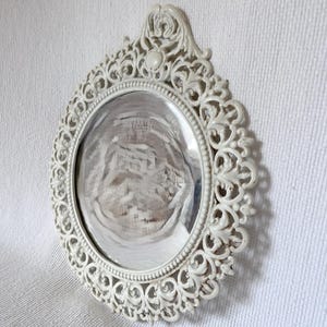 Small Ivory Color Painted Cast Iron Ornate Frame Mirror, Wall ...