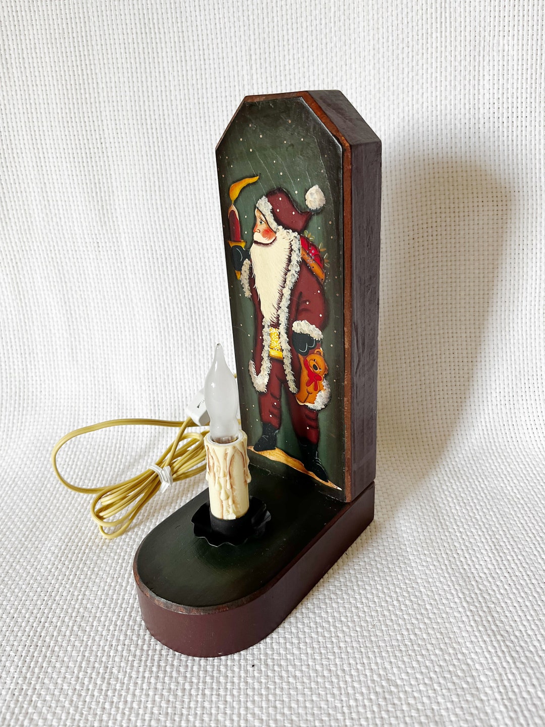 Wooden Santa Claus/father Christmas Accent Night Light W Toggle Switch ...