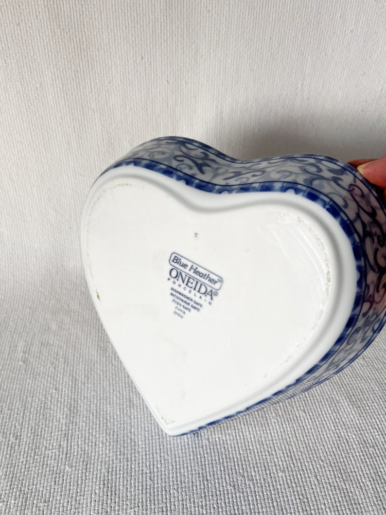 Vintage Oneida Sweetheart Baking Dish Blue Heather Heart Shaped ...