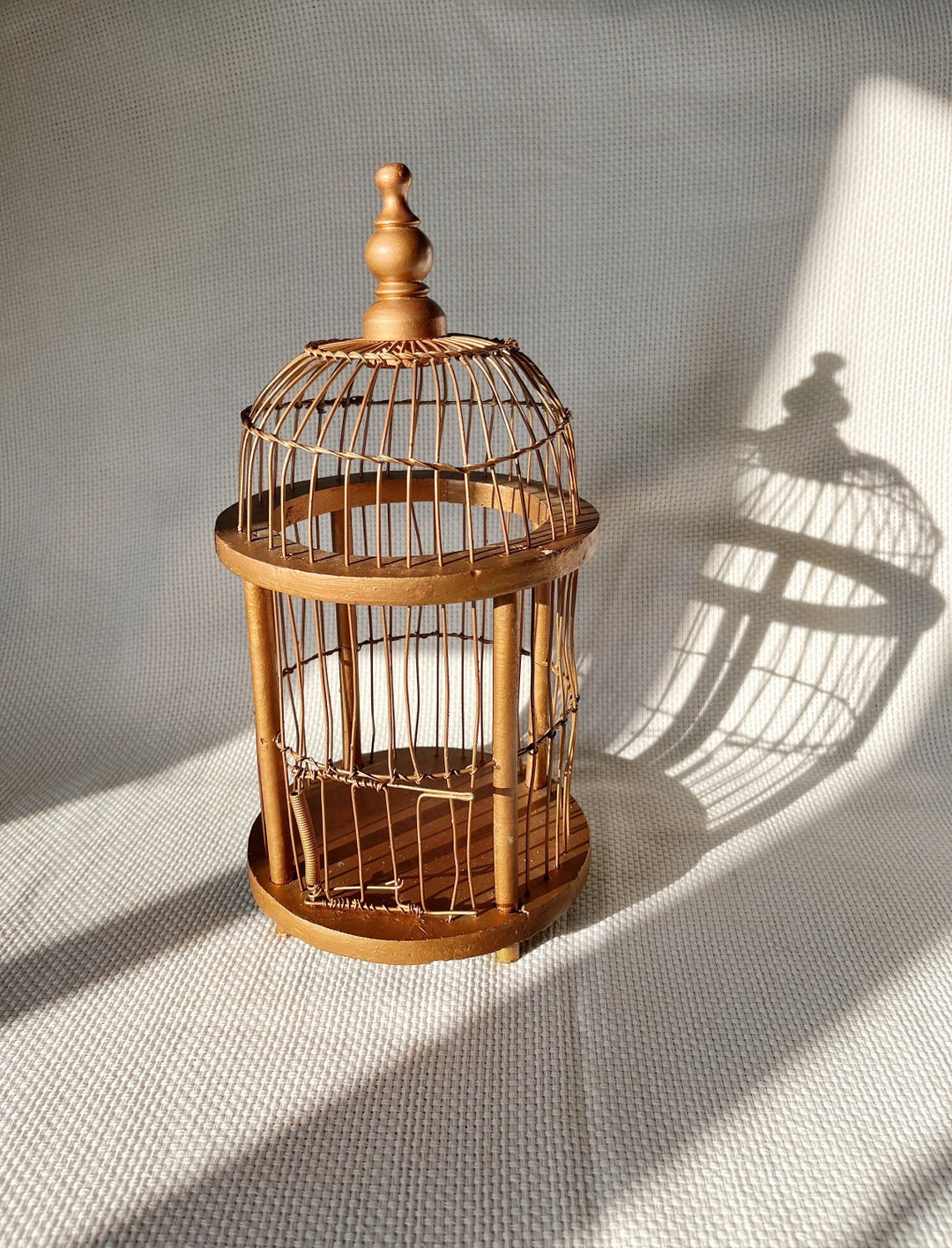 Antique Style Wooden Cooper Color Decorative Cage, Garden Decoration ...
