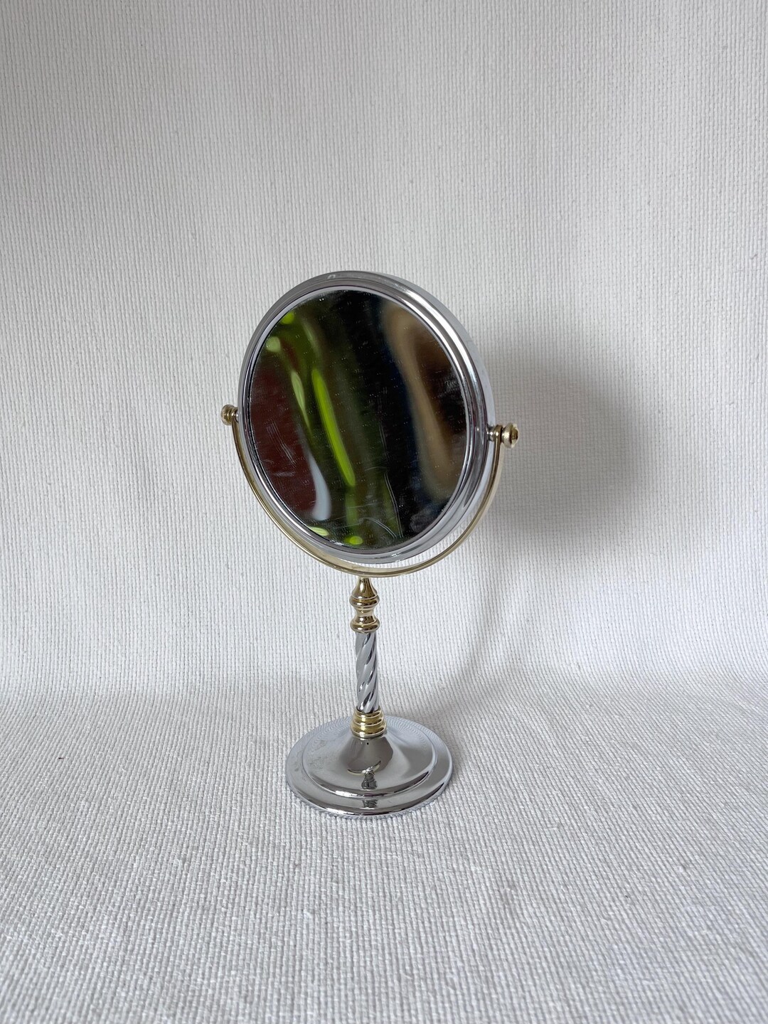 Vintage Shinny Silver and Gold Detailed Standing Mirror, Fancy Swirl ...