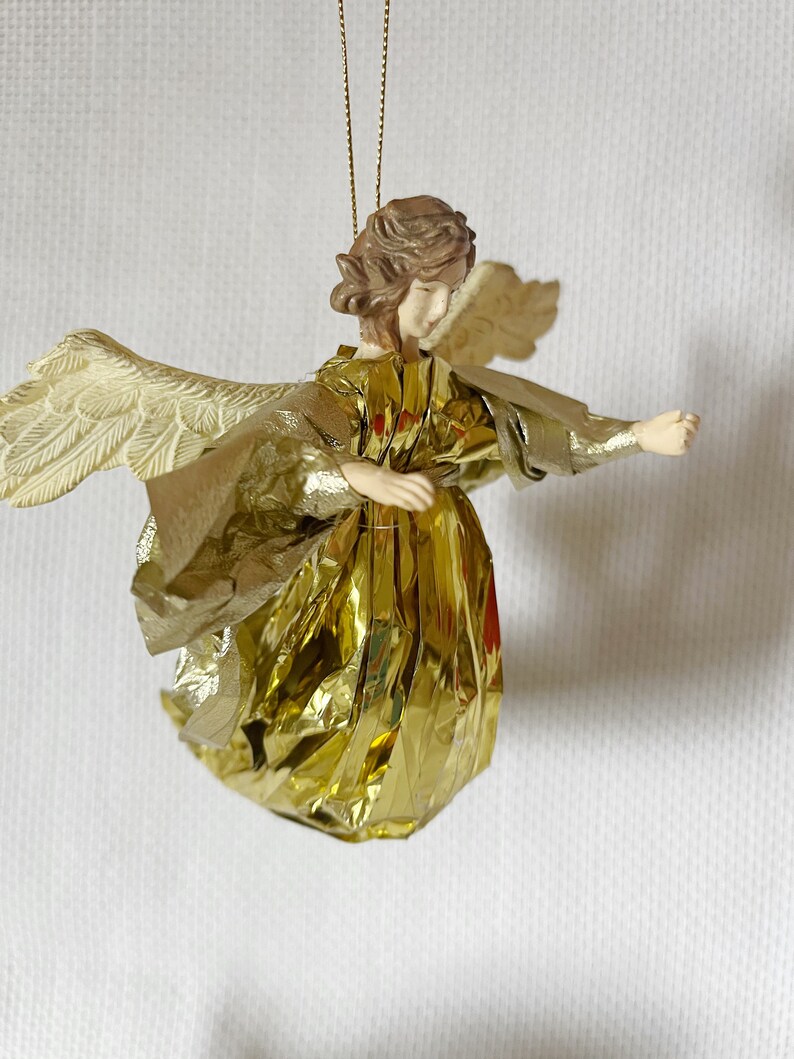 Set of 2 Angels in Golden Foil Christmas Tree Ornaments - Etsy