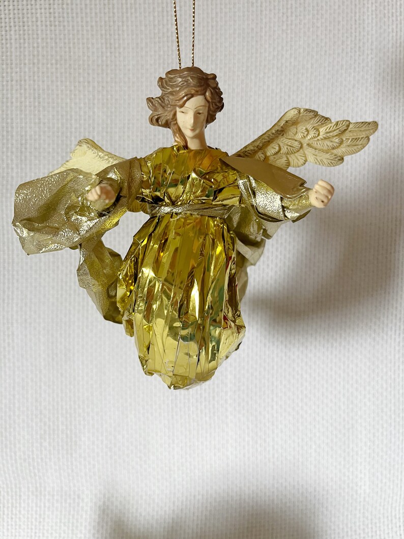 Set of 2 Angels in Golden Foil Christmas Tree Ornaments - Etsy