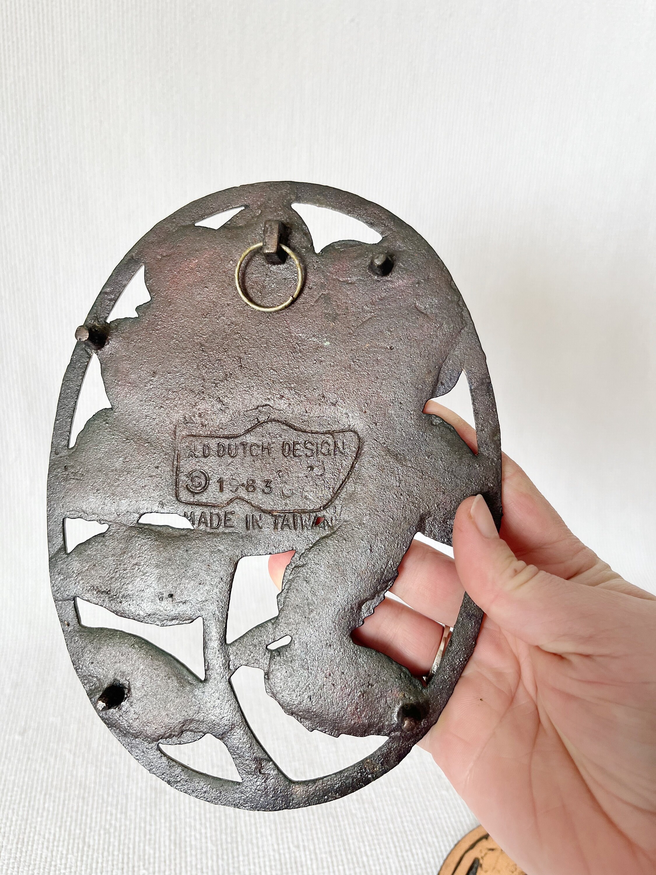 Vintage Copper Old Dutch Design Trivets, Copper Over Cast Iron Wall ...