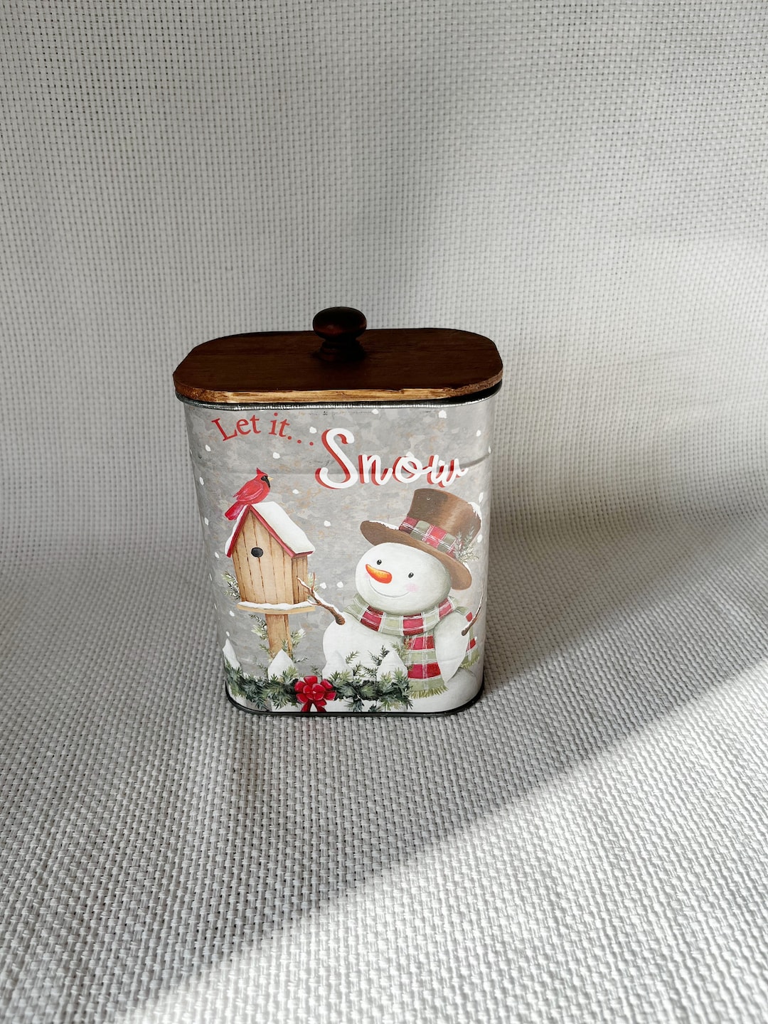 Vintage Tint Metal Christmas Storage Box With Wooden Lid, Christmas ...