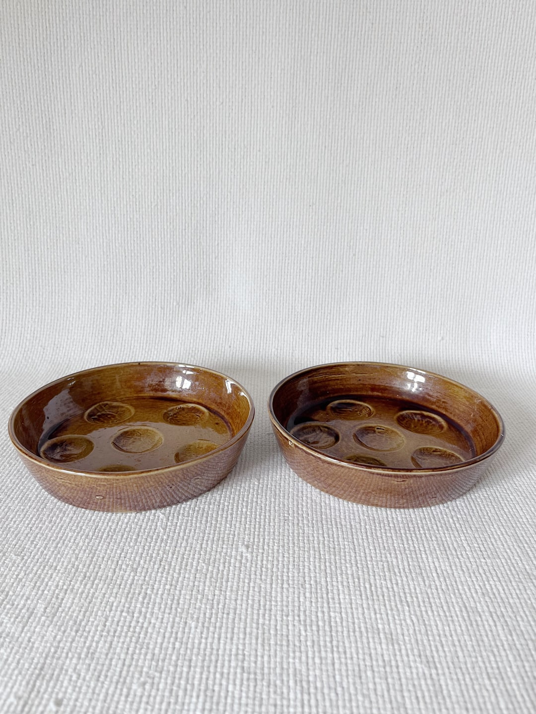Vintage Pottery Ceramic Escargot Plates Set of 2, Cooked Snails Plates ...