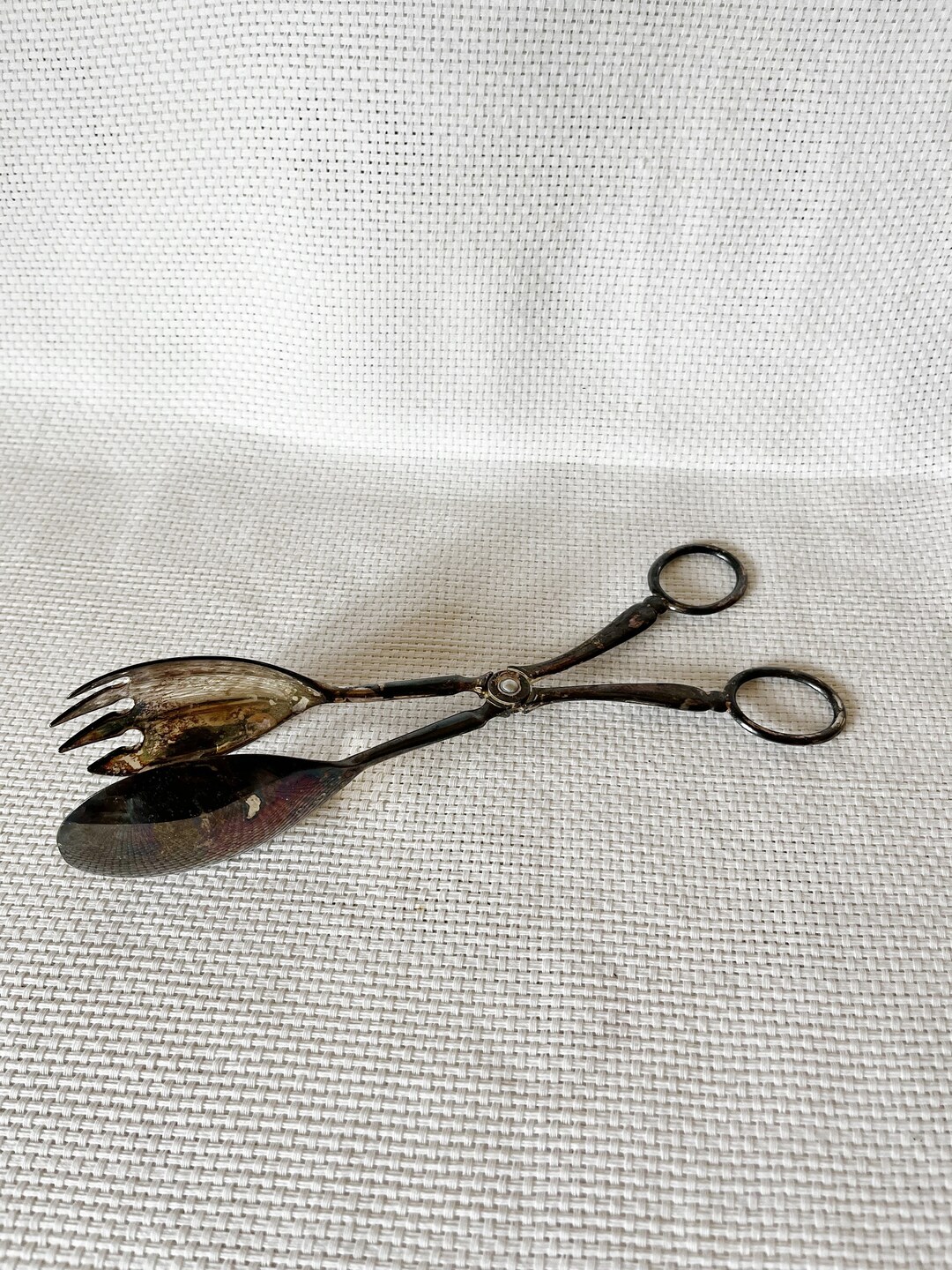 Vintage Silver Plated Scissor Spoon Fork Server Tongs Serving Piece ...