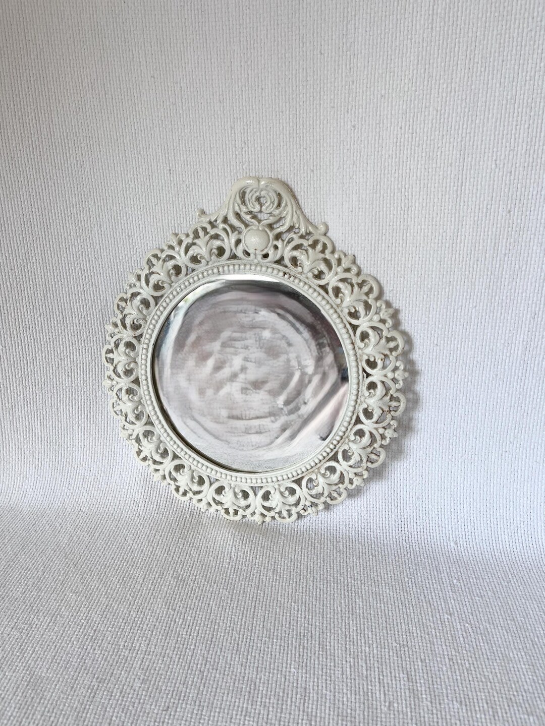 Small Ivory Color Painted Cast Iron Ornate Frame Mirror, Wall ...
