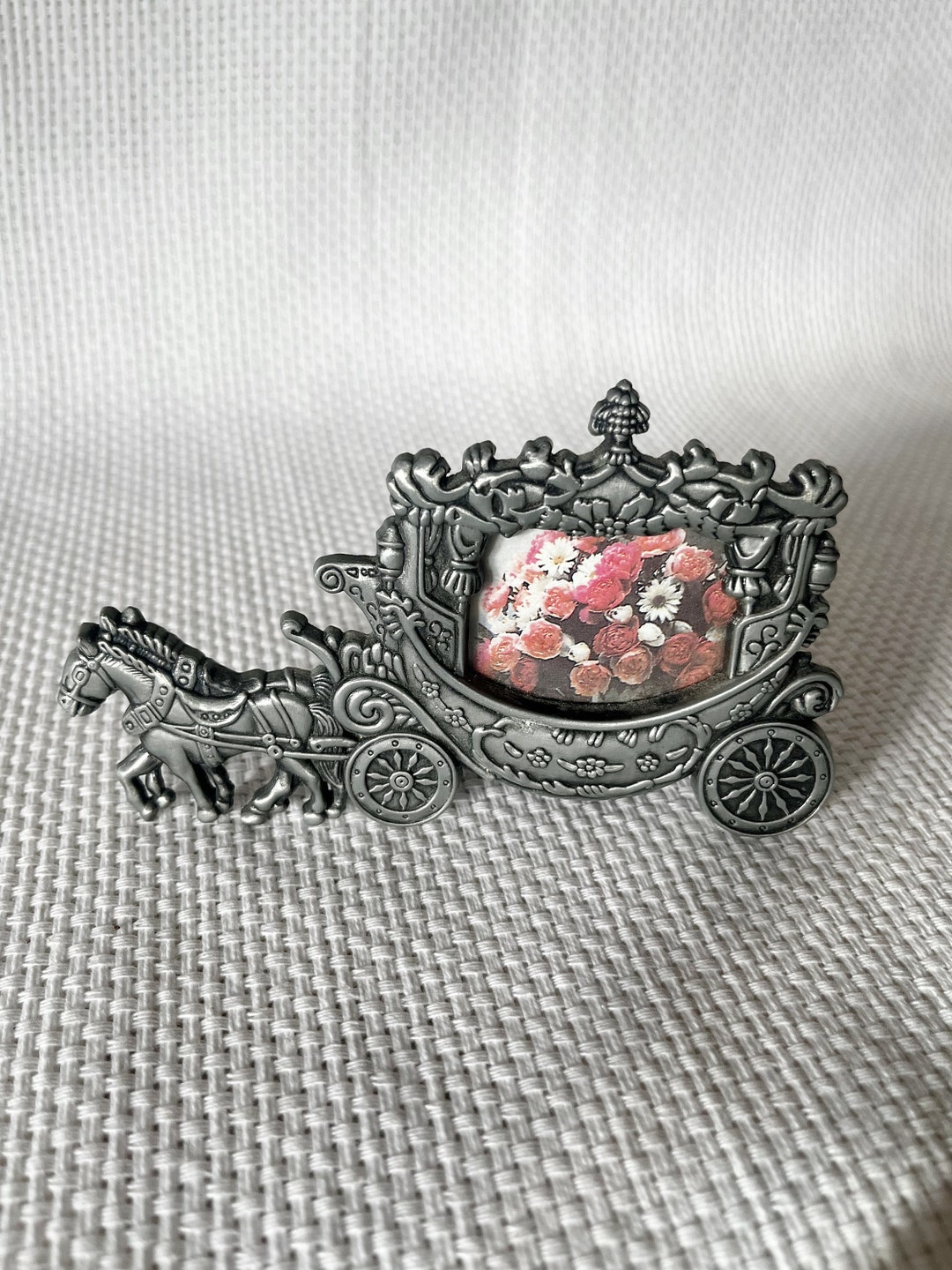 Horse Drawn Princess Coach Carriage Cast Metal Picture Frames Silver ...