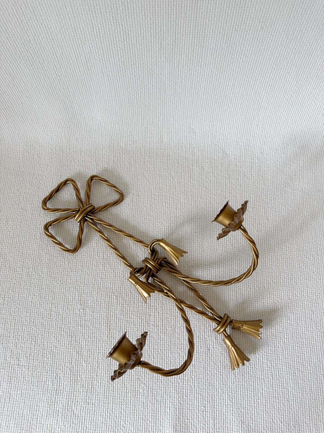 Single Vintage Mid Century Metal Wire Double Wall Sconce, Brass Gold ...