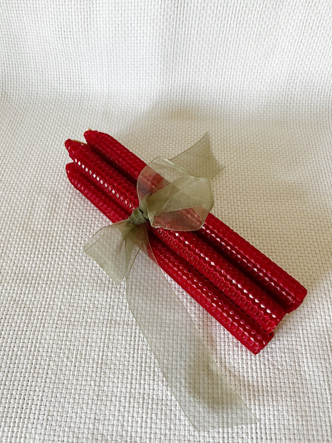 Red Hand Made Bees Wax Candle Sticks, Christmas Candle Sticks, Pure ...