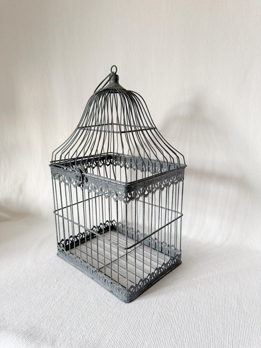 Vintage Metal Large Gray Decorative Birdcage, Antique Style Iron ...
