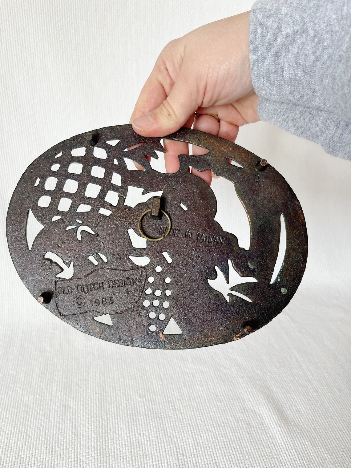 Vintage Copper Old Dutch Design Trivets, Copper Over Cast Iron Wall ...