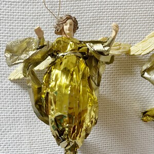 Set of 2 Angels in Golden Foil Christmas Tree Ornaments, Plying Angels ...