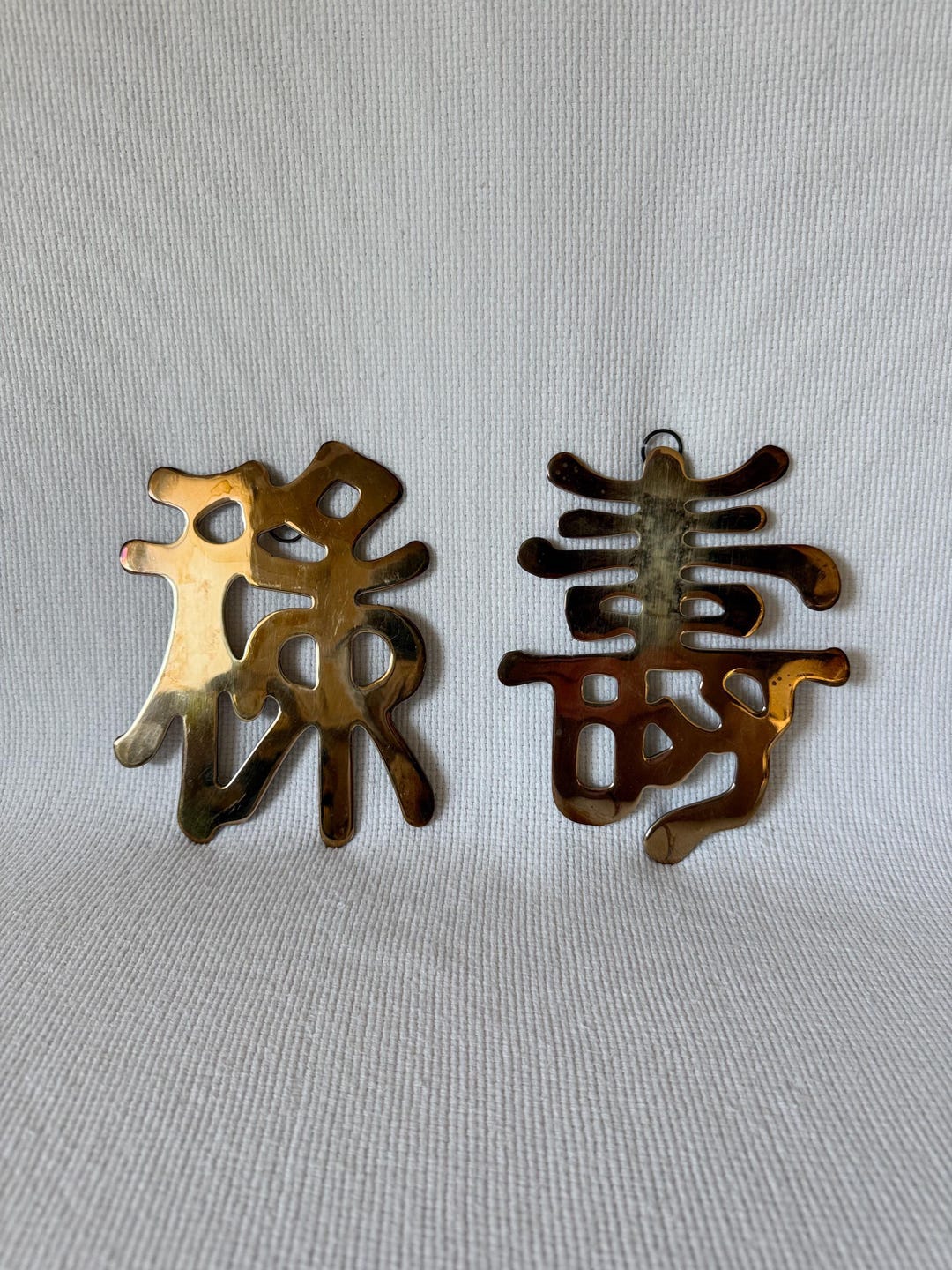 Vintage Brass Chinese Symbol Wall Hooks – Fu & Shou Characters | Feng ...