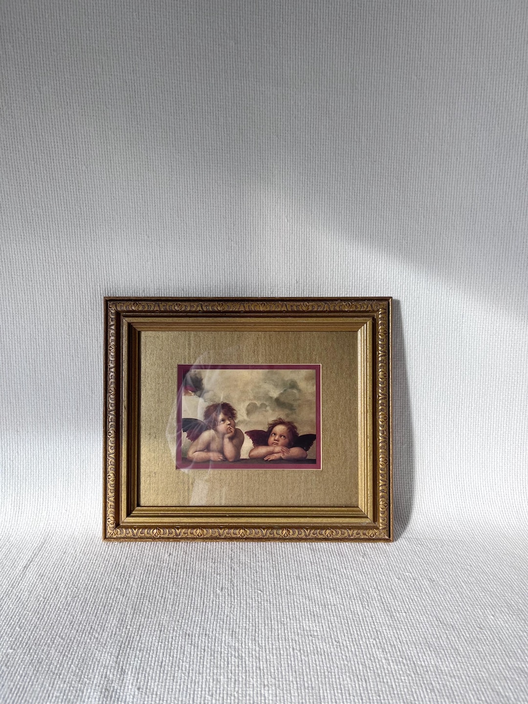 Vintage Gold Wall Picture Raphael Right Cherub Little Angels of Sistine ...
