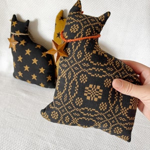 Vintage Set of 4 Stuffed Plush Primitive Cats, Hand Made Moody Cants ...