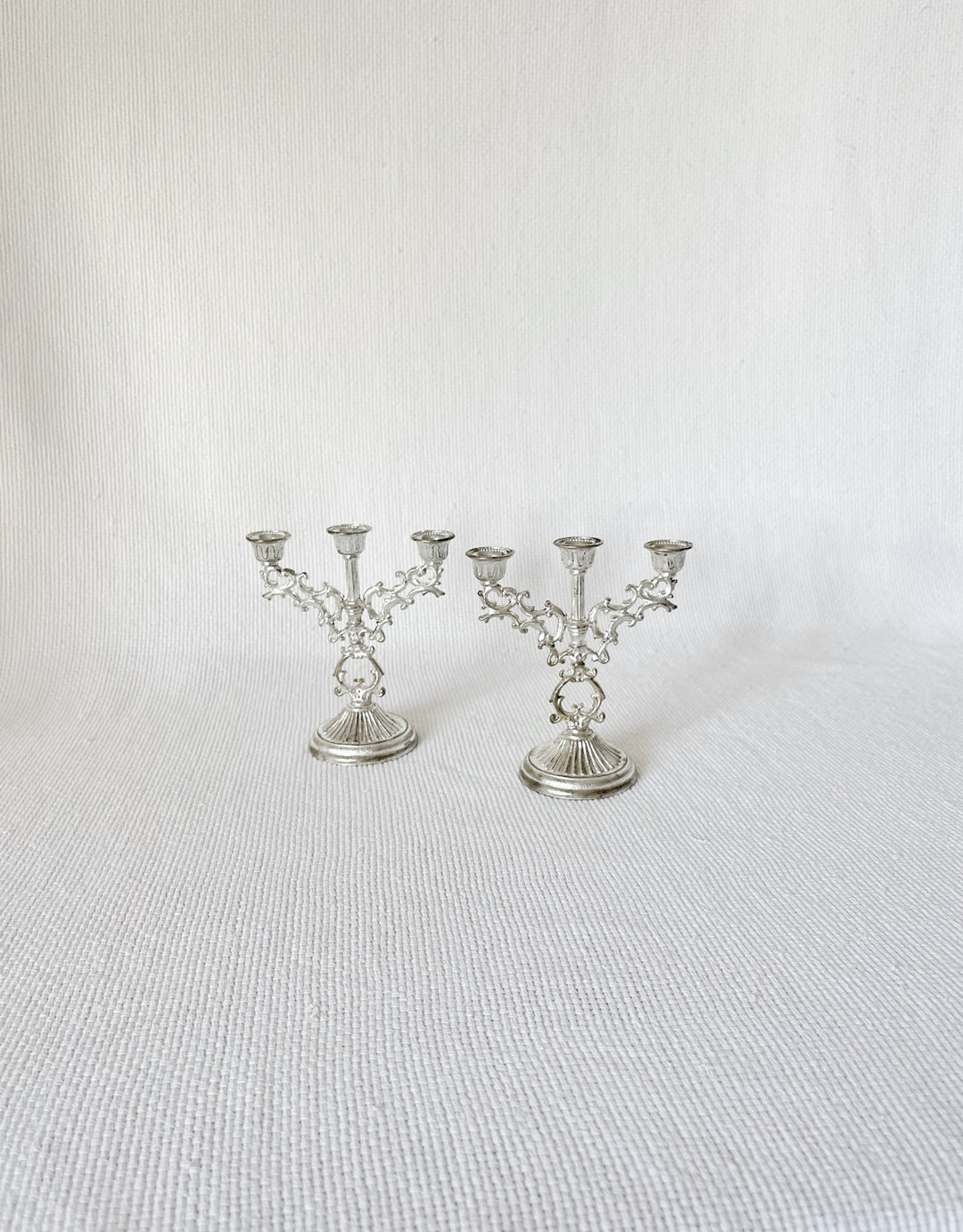 Vintage Silver Plated Three Arms Mini Candelabra, Small Candelabra for ...