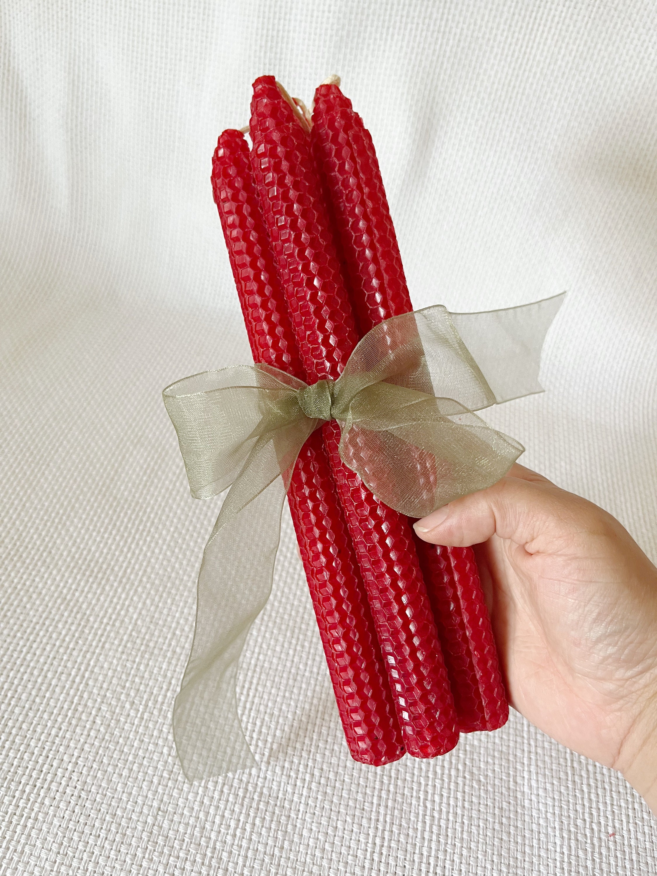 Red Hand Made Bees Wax Candle Sticks, Christmas Candle Sticks, Pure ...