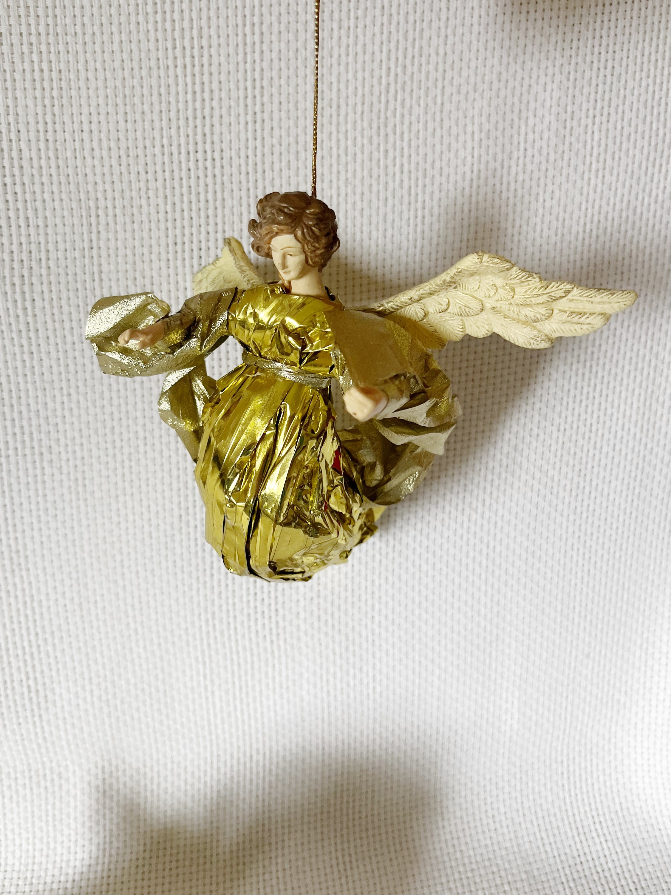 Set of 2 Angels in Golden Foil Christmas Tree Ornaments - Etsy