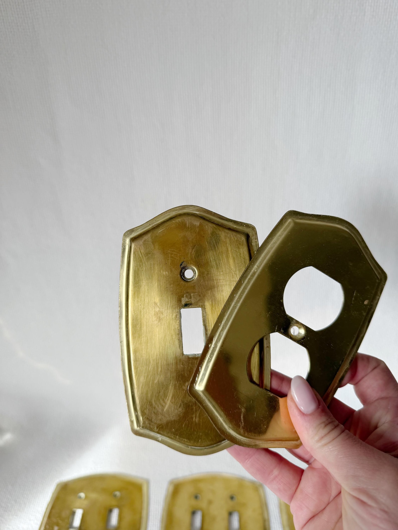 Vintage Decorative Distressed Brass Electrical Outlet Covers, Minimal ...