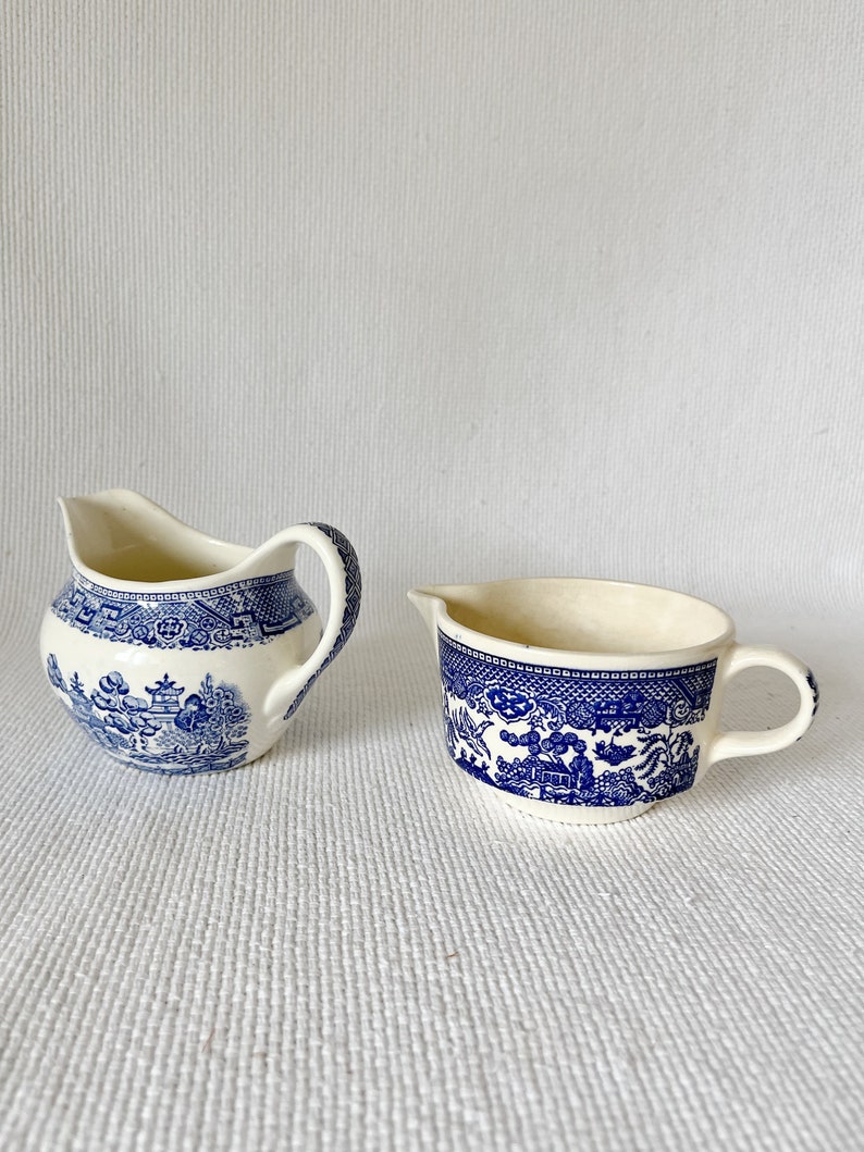 Vintage Blue White China Pottery Ceramic Pitchers/cream Jars, Blue ...